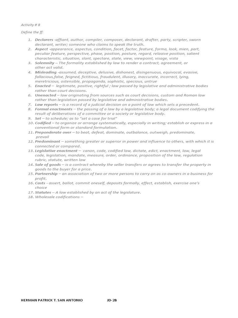 Eng #2 Act8 | PDF | Indemnity | Misrepresentation