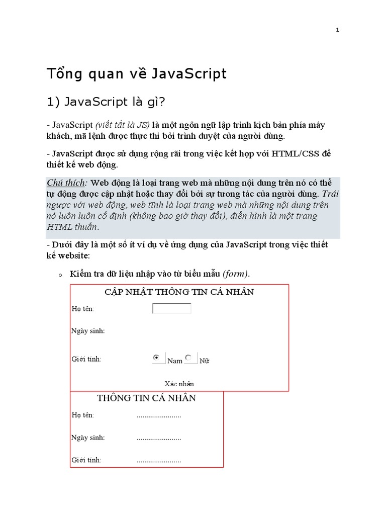 Tổng Quan Về JavaScript | PDF