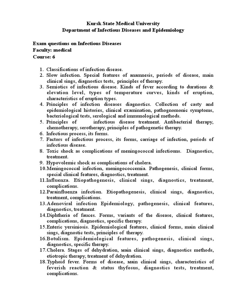 Kursk State Medical University Department of Infectious Diseases and ...
