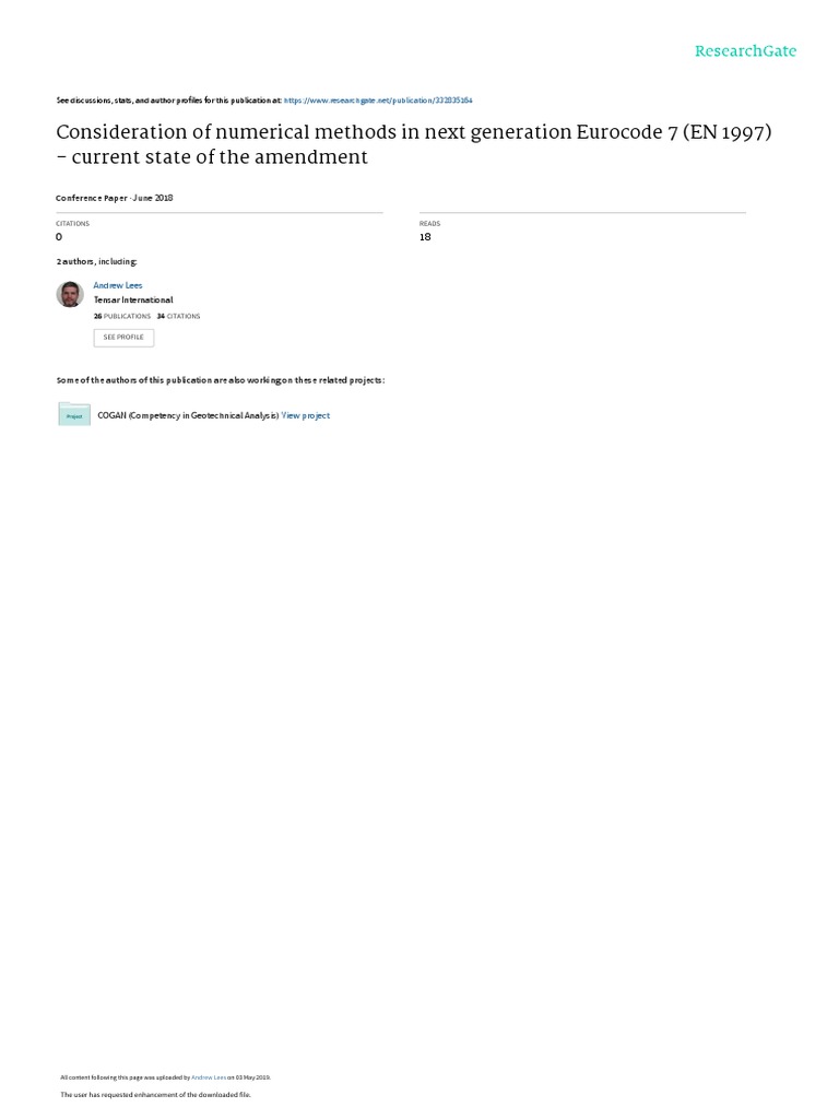 Consideration of Numerical Methods in Next Generation Eurocode 7 (EN 1997) - Current State of ...