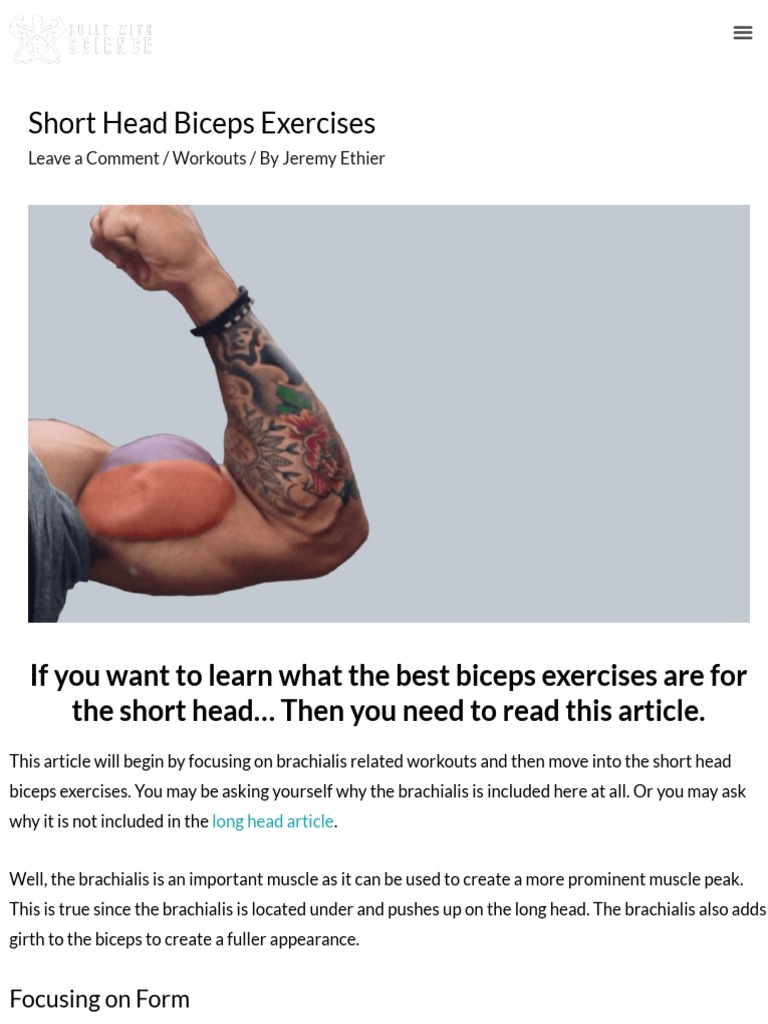 Short Head Biceps Exercises | PDF | Anatomical Terms Of Motion | Elbow