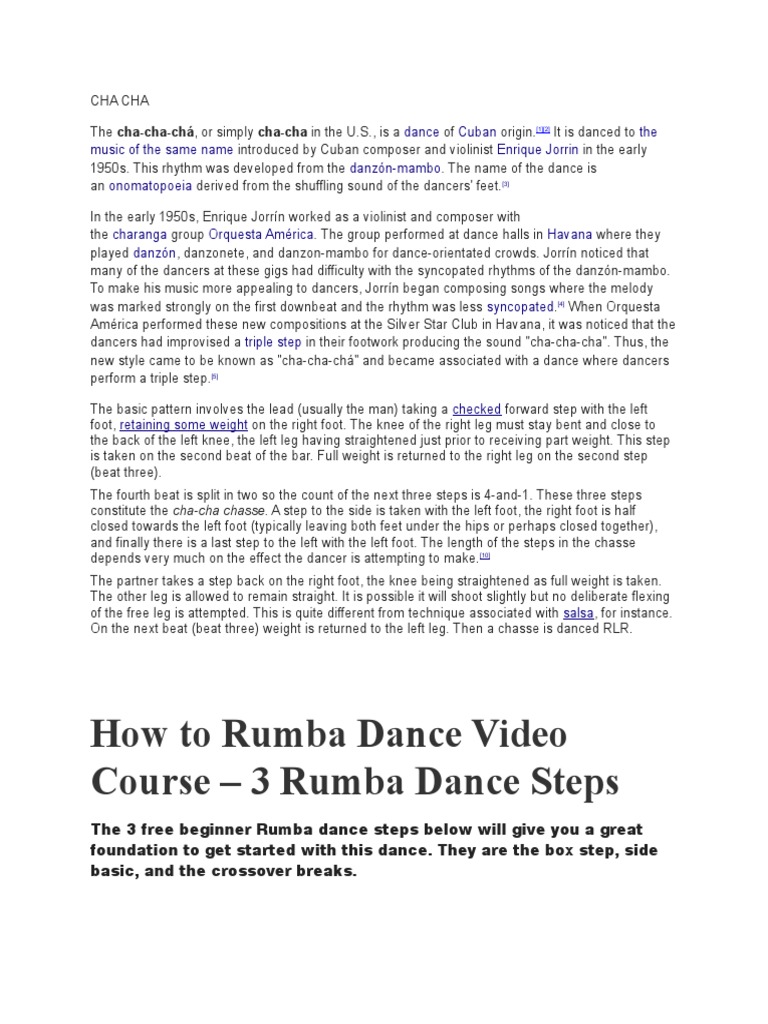How To Rumba Dance Video Course - 3 Rumba Dance Steps | PDF | Dances ...