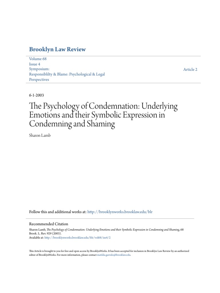 Psychology of Condemnation Explained | PDF | Object Relations Theory ...