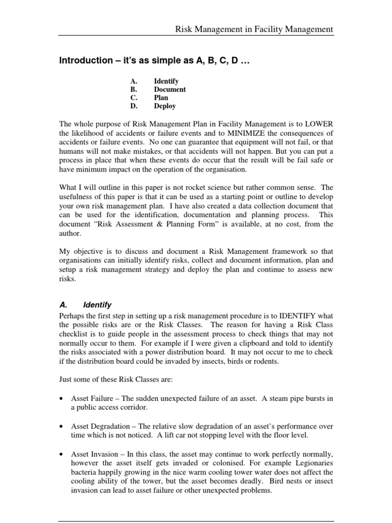 Facility Risk Management Framework | PDF | Risk | Risk Management