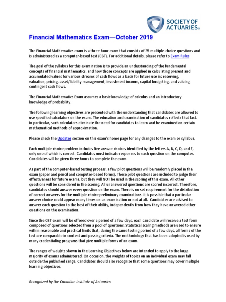 Financial Mathematics Exam-October 2019 | PDF | Bond Duration | Interest