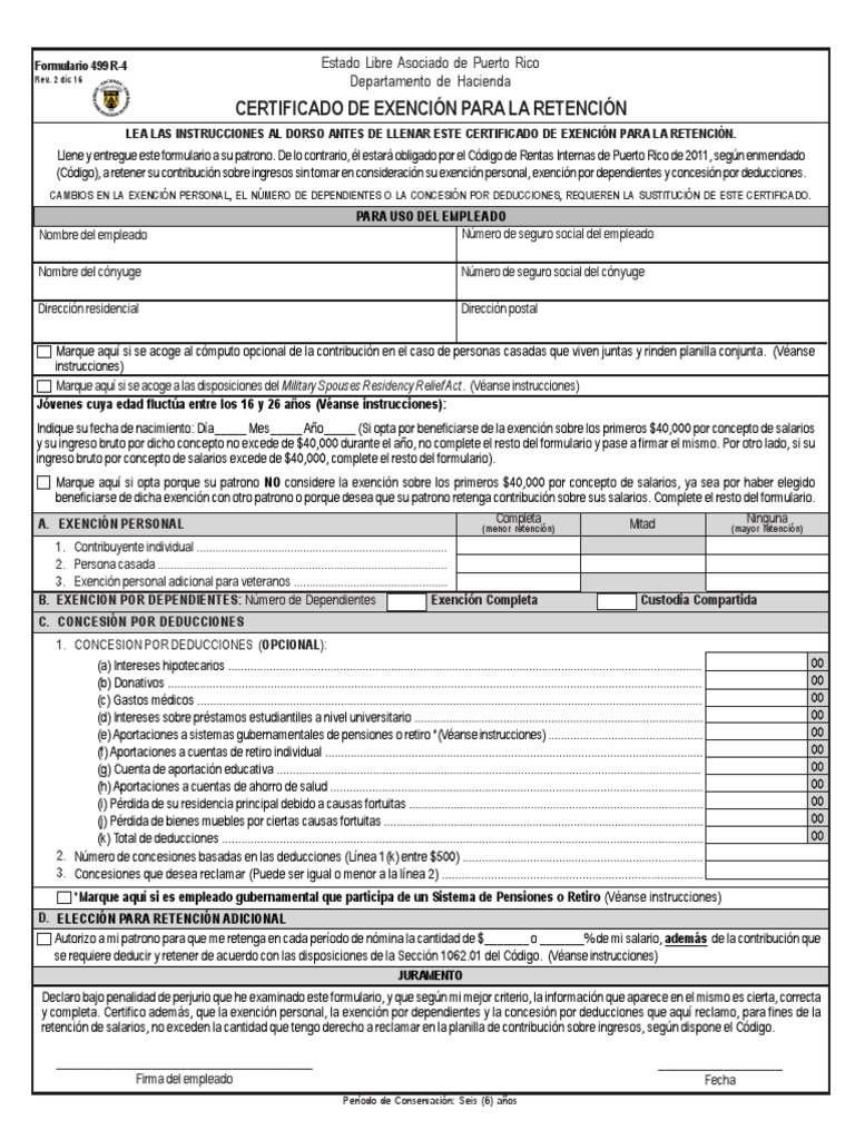 Certificado de Exención Retención PR | PDF | Pensión | Puerto Rico