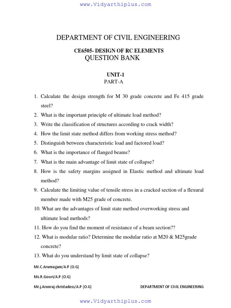 CE6505-Design of RC Elements | PDF | Beam (Structure) | Column