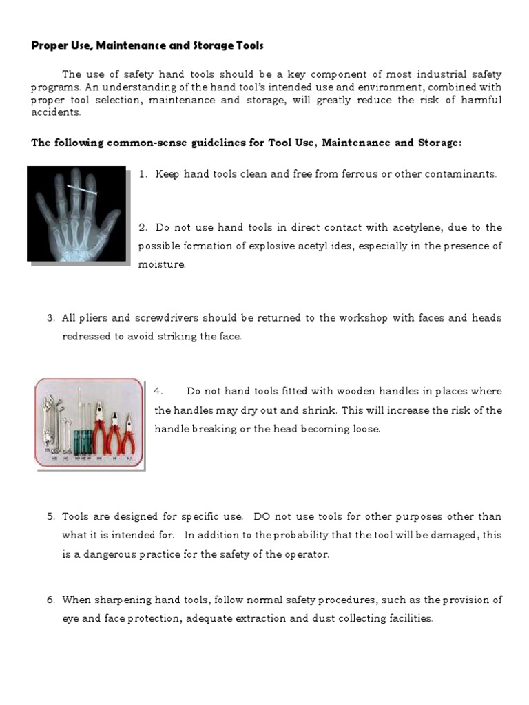 Proper Tool Use and Maintenance Guidelines | PDF