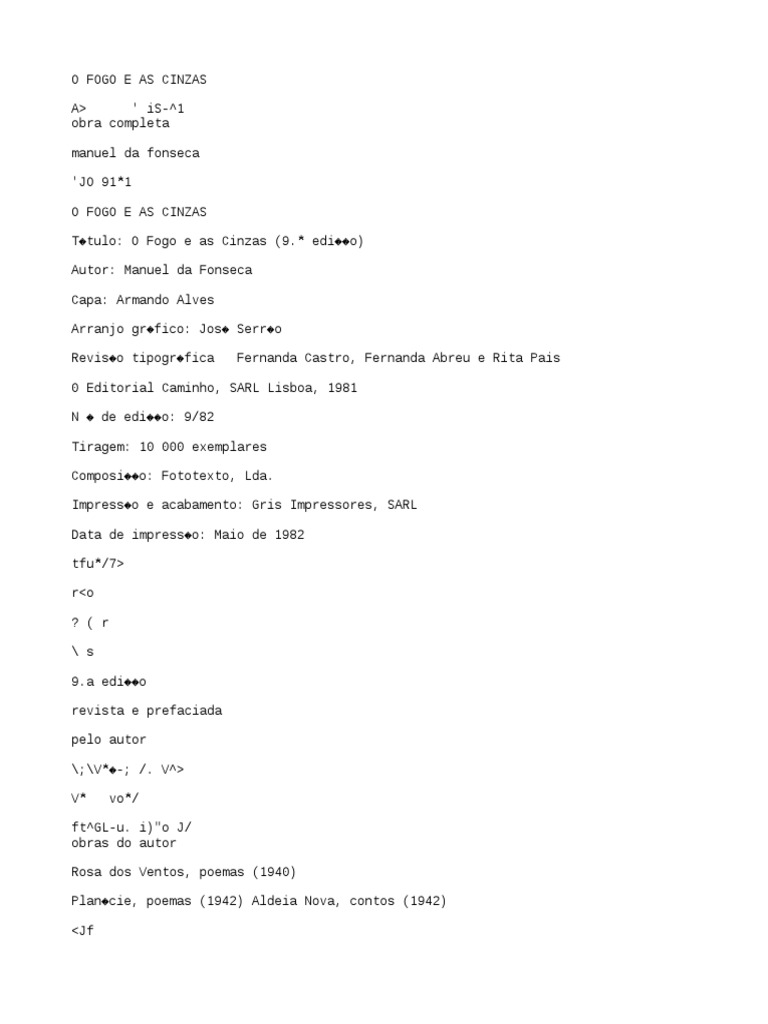 O Fogo E As Cinzas Manuel Da Fonseca Pdf Contos Natureza
