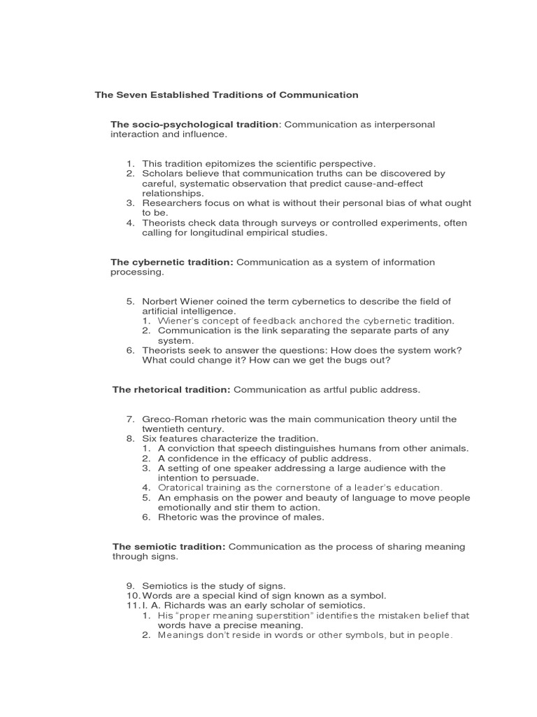 7 Traditions of Communication | PDF | Frankfurt School | Communication
