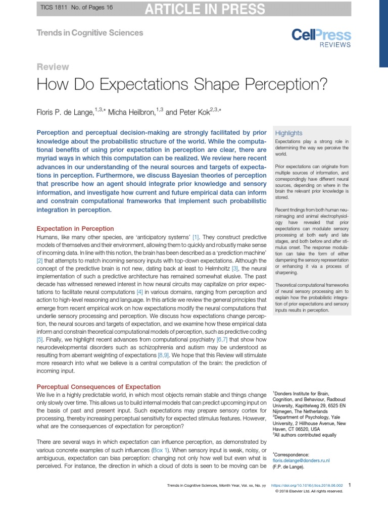 Expectations Shapes Perception | PDF | Visual Cortex | Perception