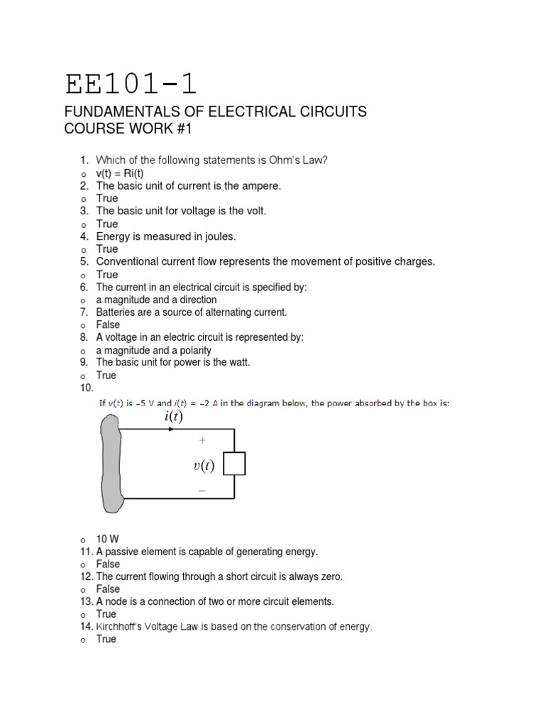 Fundamentals of Electrical Circuits Course Work #1 | PDF | Series And ...