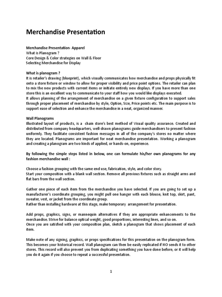 Merchandise Presentation Guide | PDF | Retail | Merchandising