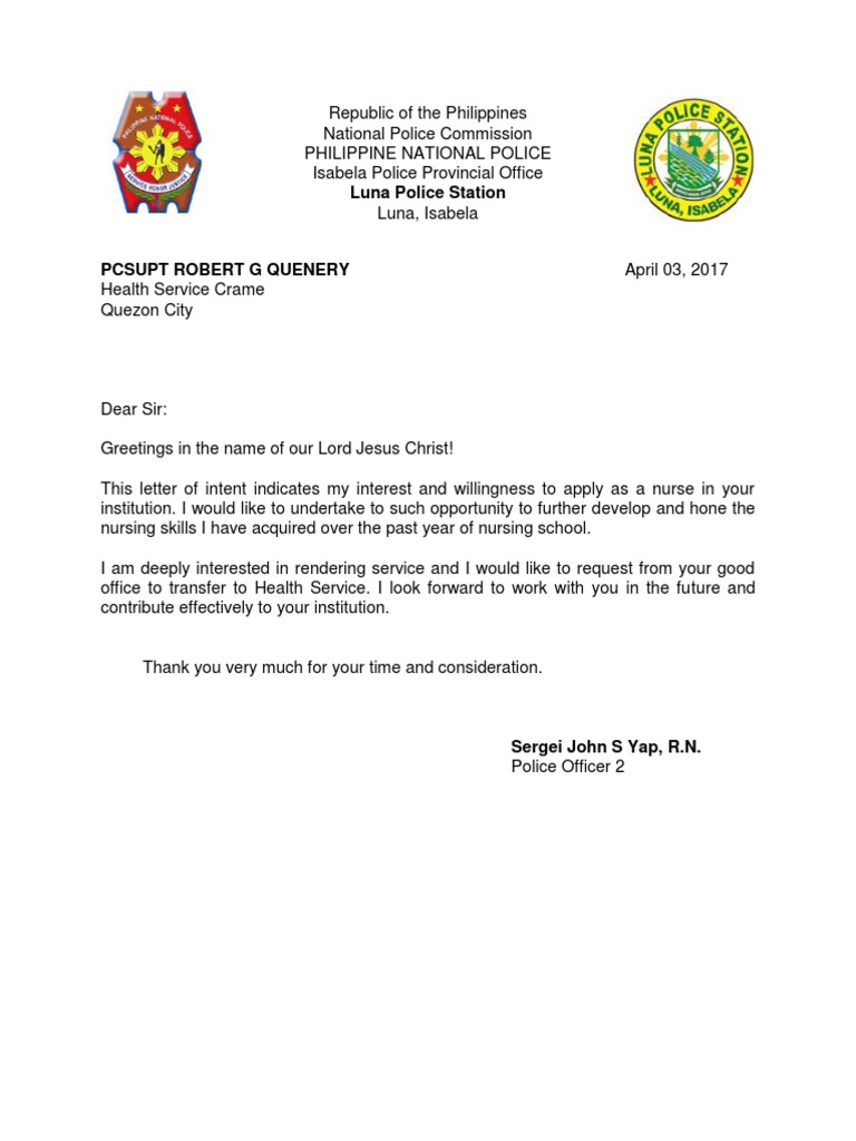 Letter of Intent | PDF | Philippines | Wellness