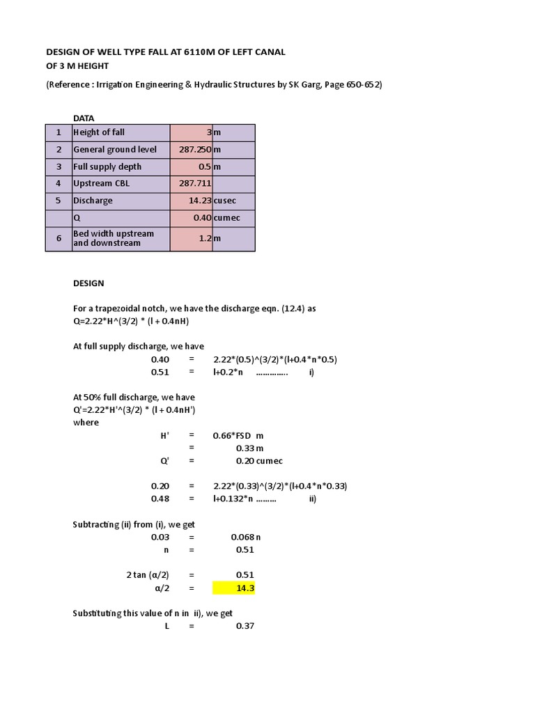 Design of Well Type Fall | PDF | Fluid Mechanics | Chemical Engineering