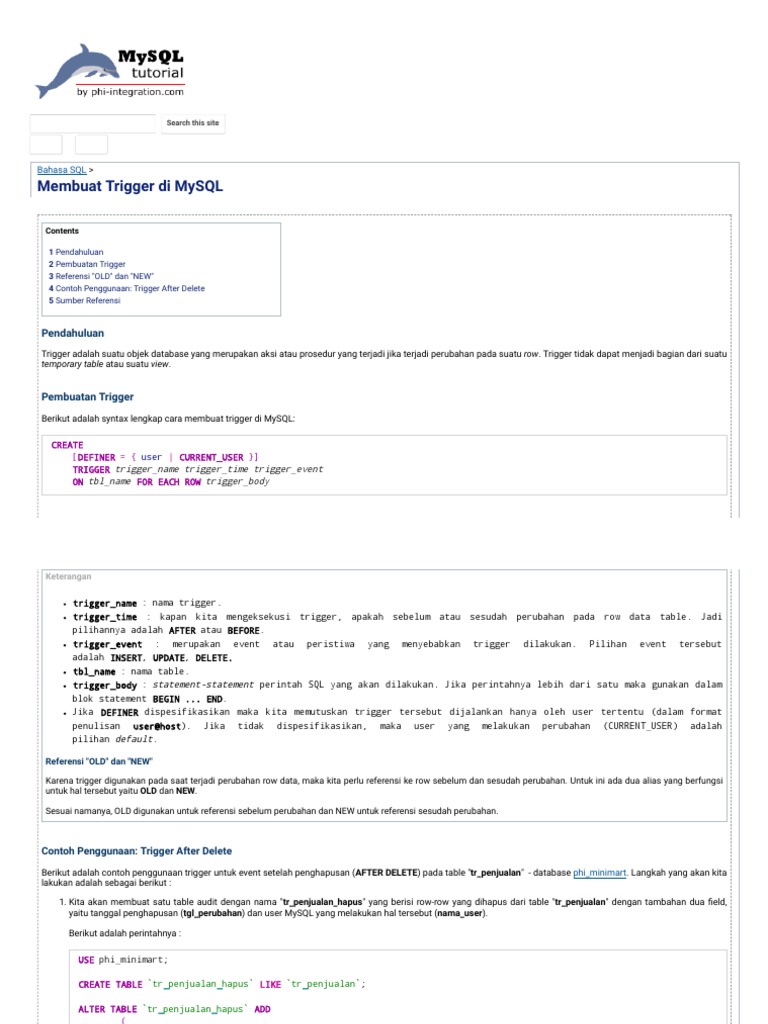 Membuat Trigger Di MySQL | PDF