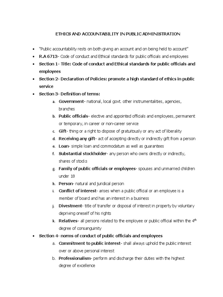 Ethics and Accountability in Public Administration | PDF | Employment ...