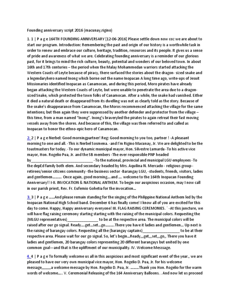 Founding Anniversary Script | Piracy