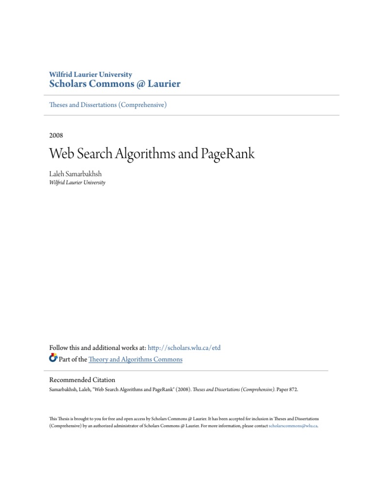 Web Search Algorithms and PageRank | PDF | Markov Chain | Eigenvalues ...