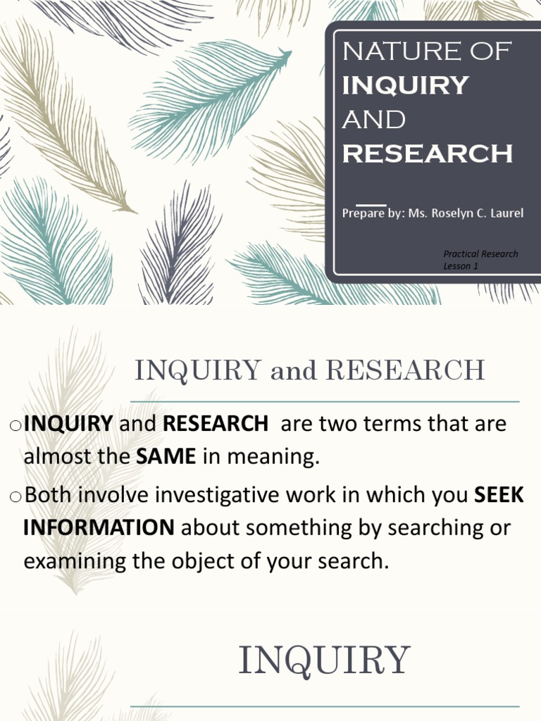 Unit 1 Lesson 1 (Nature of Inquiry and Research | PDF | Educational ...