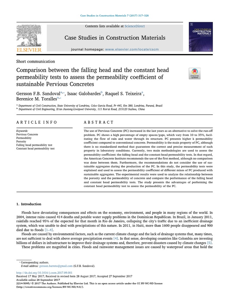 Comparison Between The Falling Head and The Constant Head | PDF ...