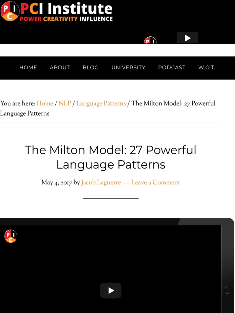 The Milton Model: 27 Powerful Language Patterns PDF | Download Free PDF ...