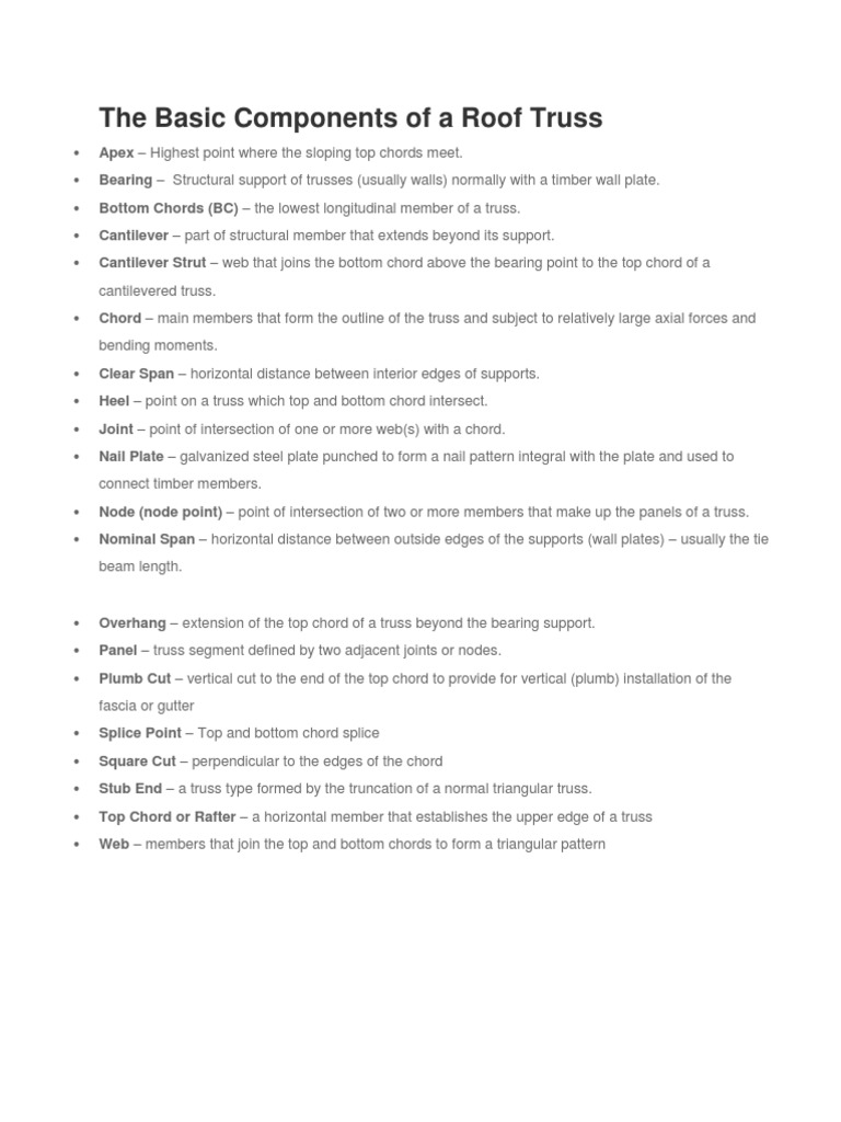 The Basic Components of A Roof Truss | PDF