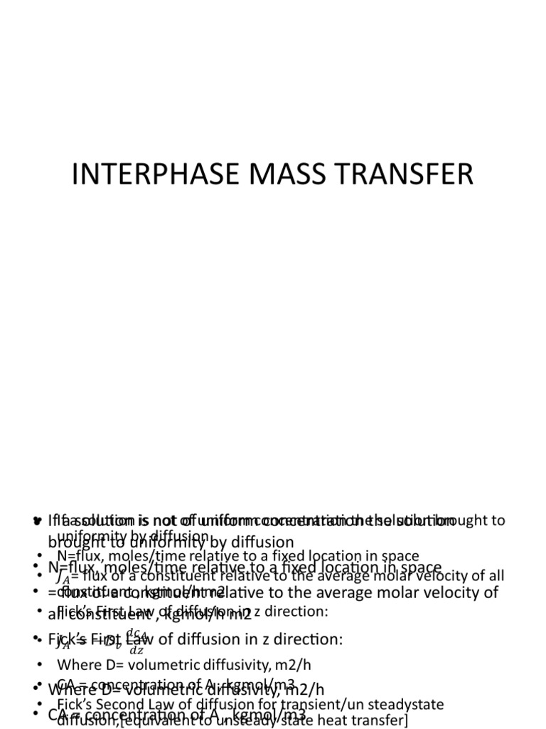 Interphase Mass Transfer Guide | PDF | Diffusion | Mole (Unit)