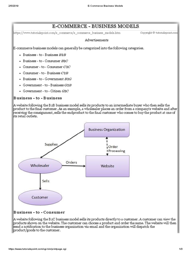 E-Commerce Business Models | PDF | Microeconomics | Service Industries