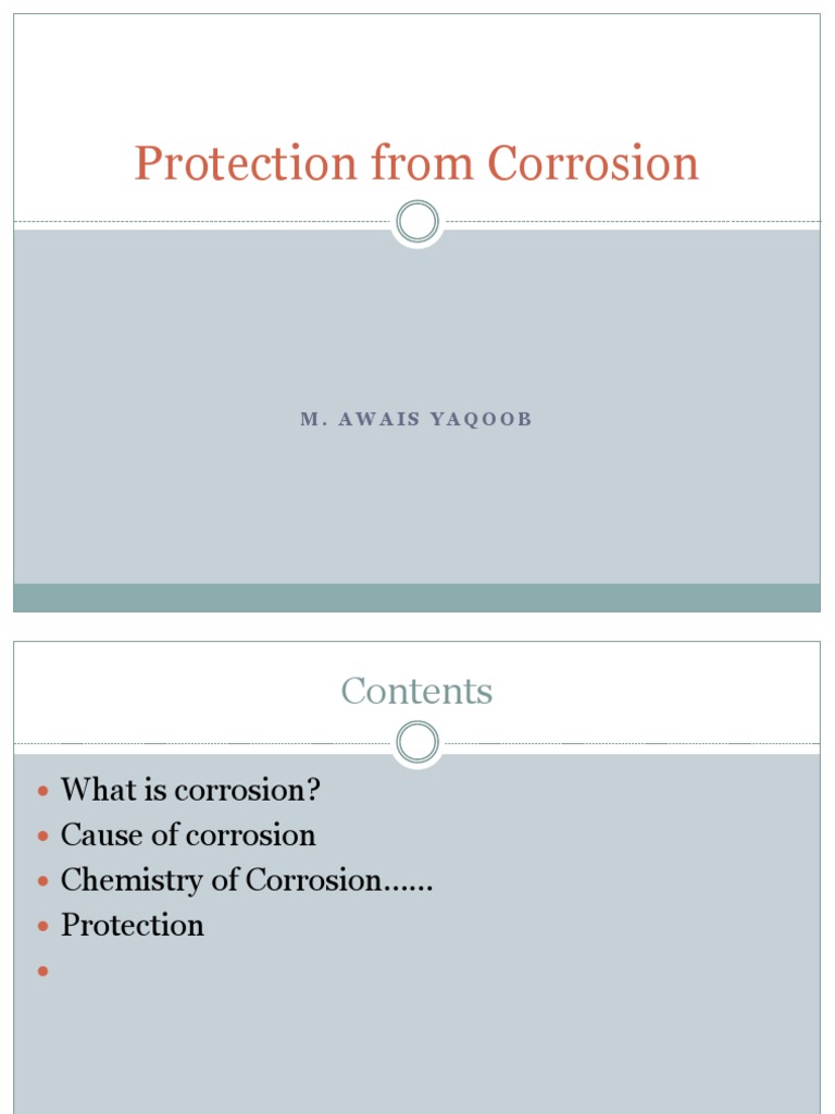 Protection of Metals From Corrosion | PDF | Rust | Corrosion