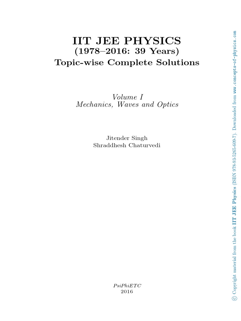 Iit Jee Physics Volume 1 Sample Chapter | PDF | Friction | Tension ...