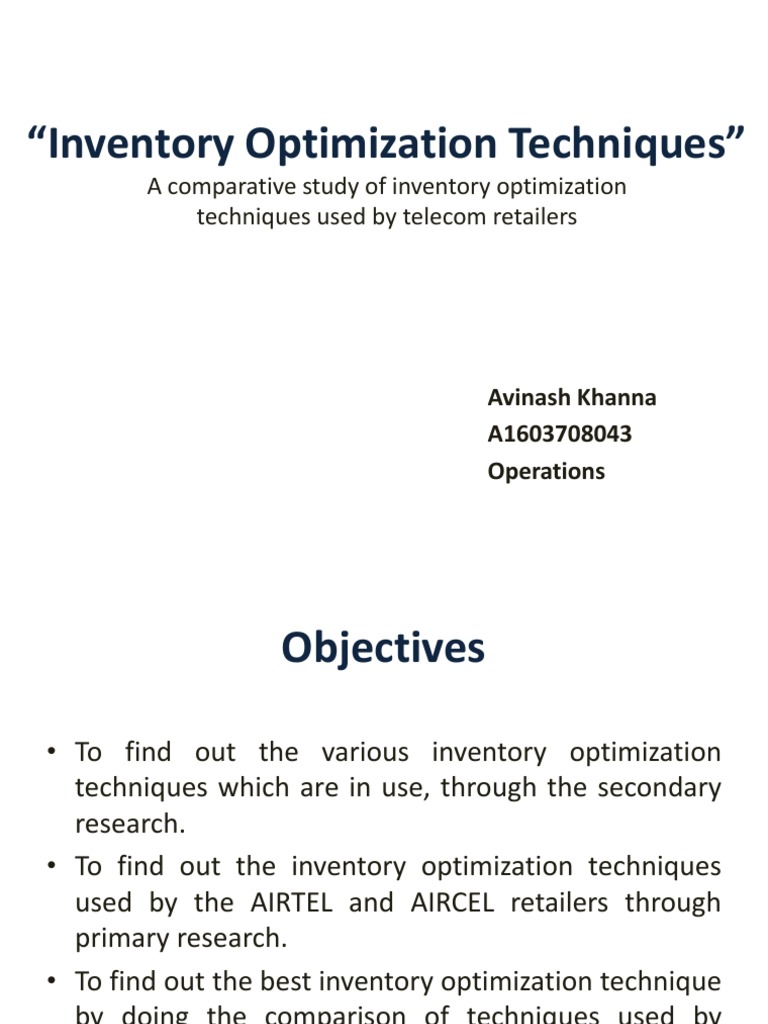 A Comparative Study of Inventory Optimization Techniques Used by ...