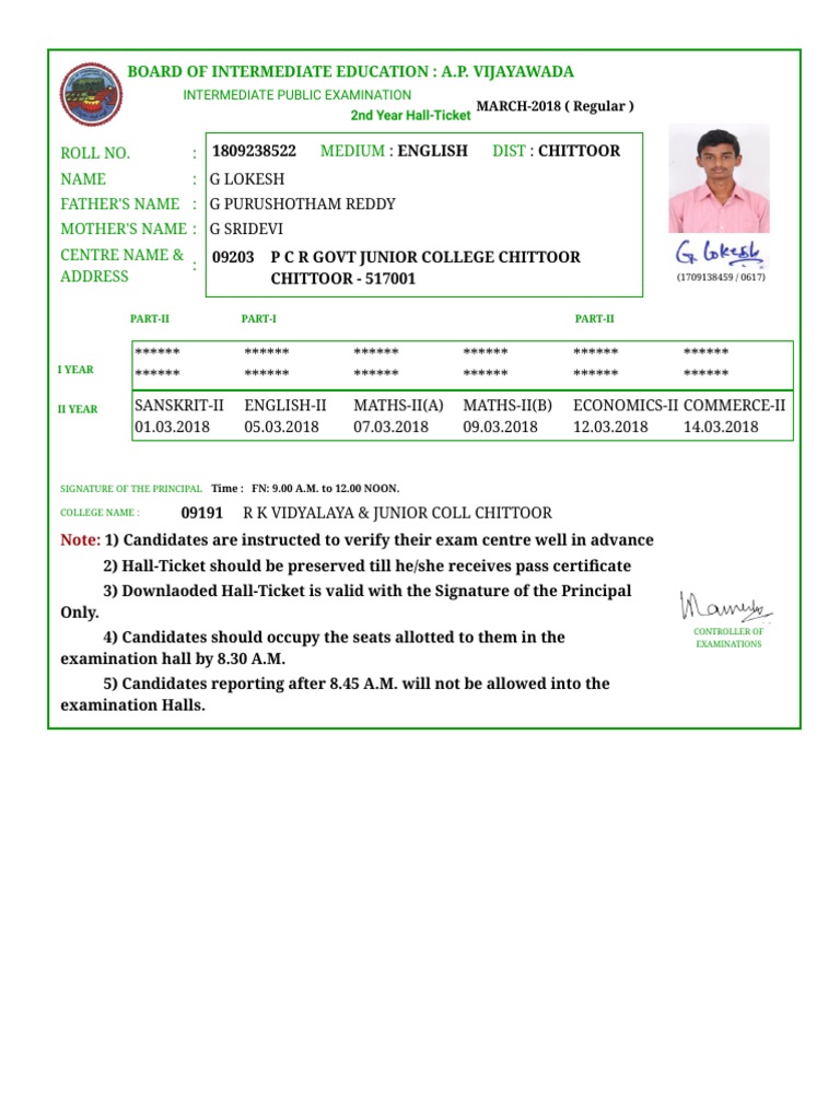 Board of Intermediate Education: A.P. Vijayawada | PDF