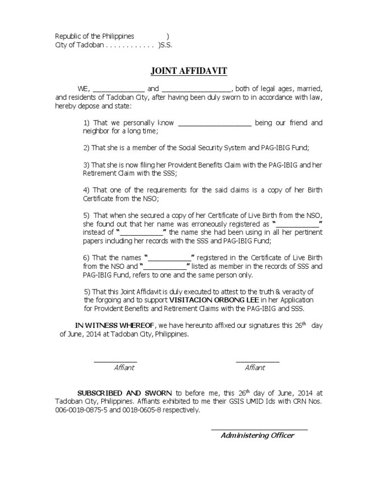 Joint Affidavit: Affiant Affiant | PDF | Finance & Money Management | Law