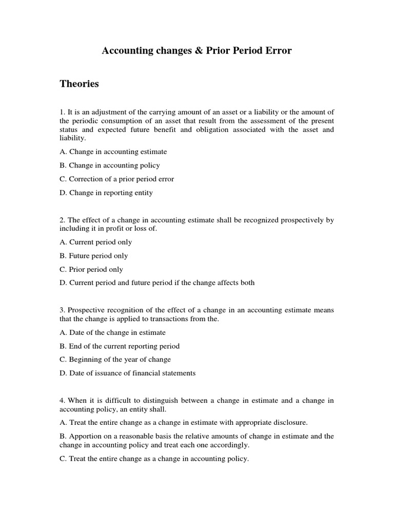 Accounting Changes-QUESTIONNAIRES | PDF | Depreciation | Valuation ...