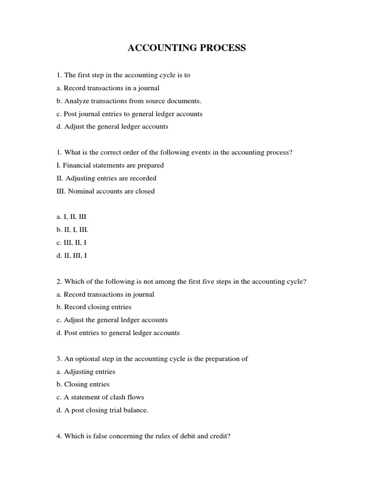 Accounting Process-Questionnaires | PDF | Debits And Credits | Services ...