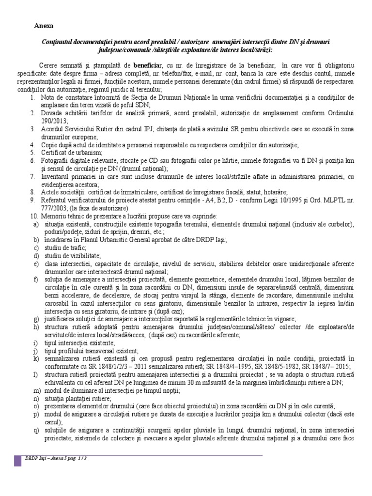 Anexa 5 Continut Cadru Amenajare Intersectii Drumuri | PDF