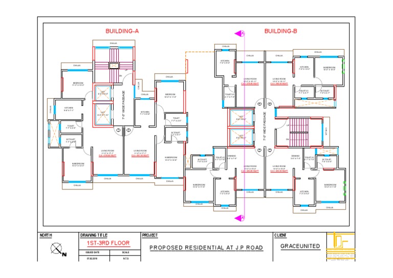 Floor Plan for a Multi-Level Residential Building with Dimensions and ...