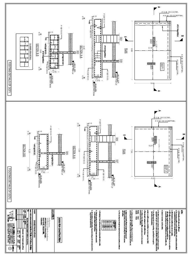 Footing Details and Sections Overview | PDF