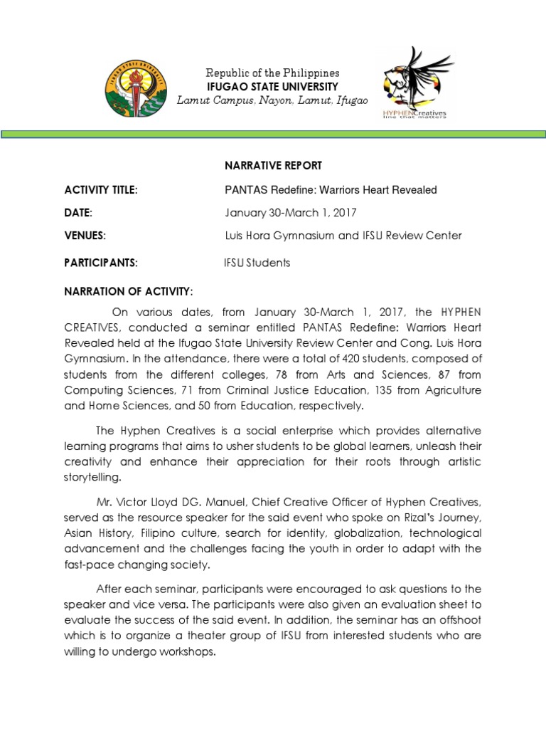 Narrative Report Pantas | PDF | Creativity