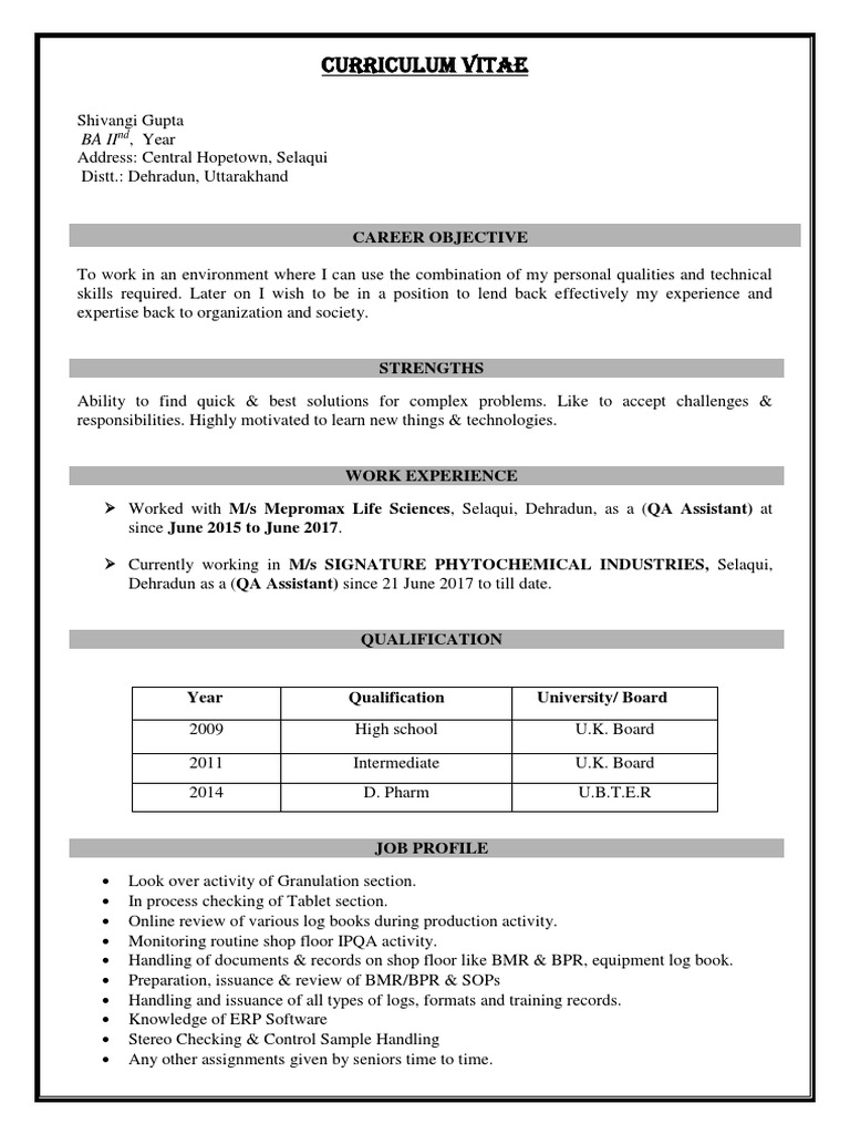 Curriculum VITAE: Career Objective | PDF | Learning | Cognition
