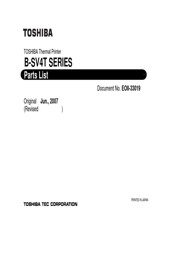 Toshiba TEC B-SV4T Partlist | PDF | Manufactured Goods