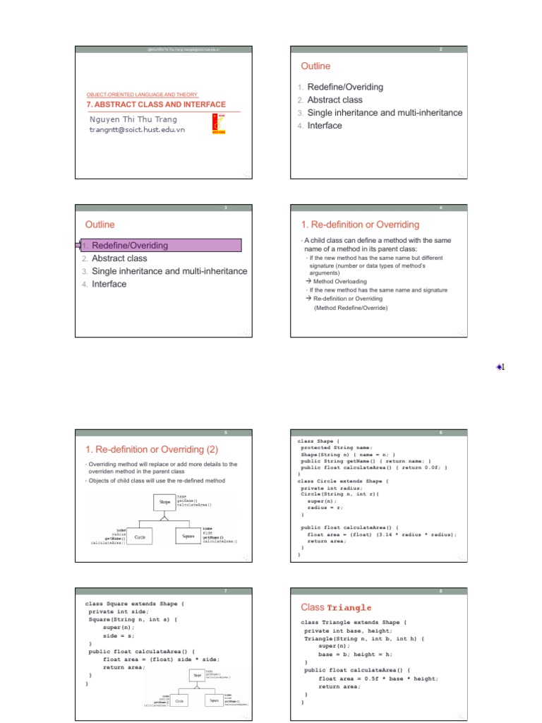 07 Abstract Class And Interface Pdf Method Computer Programming Class Computer Programming