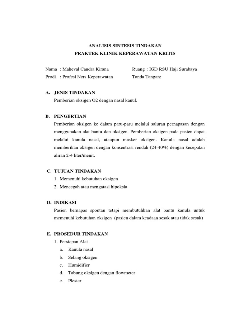 Panduan Oksigenasi Nasal Kanul | PDF | Pengembangan Diri