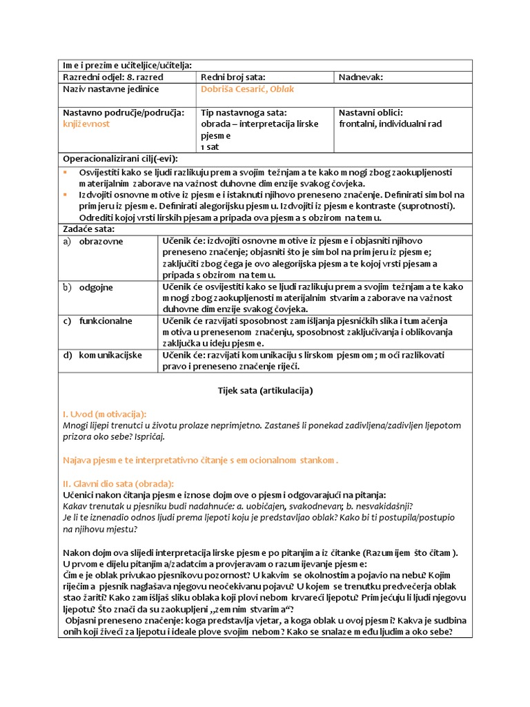 Dobrisa Cesaric, Oblak | PDF