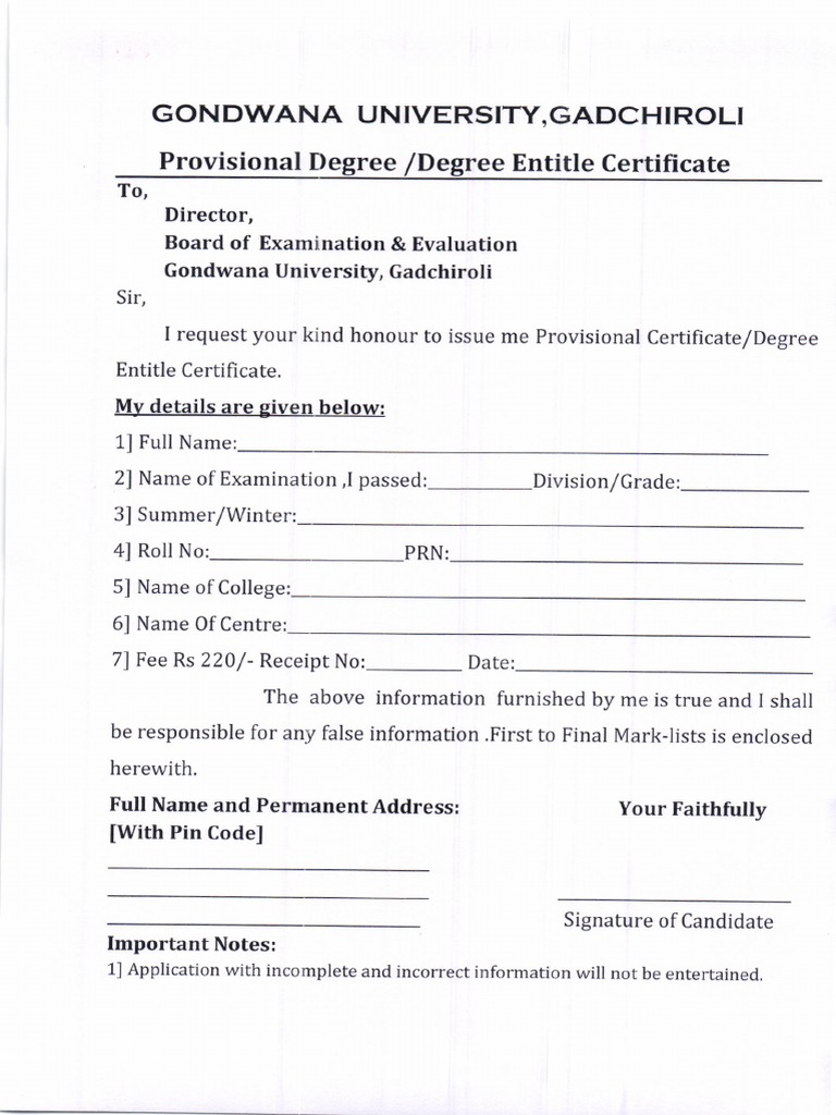 Provisional Degree | PDF