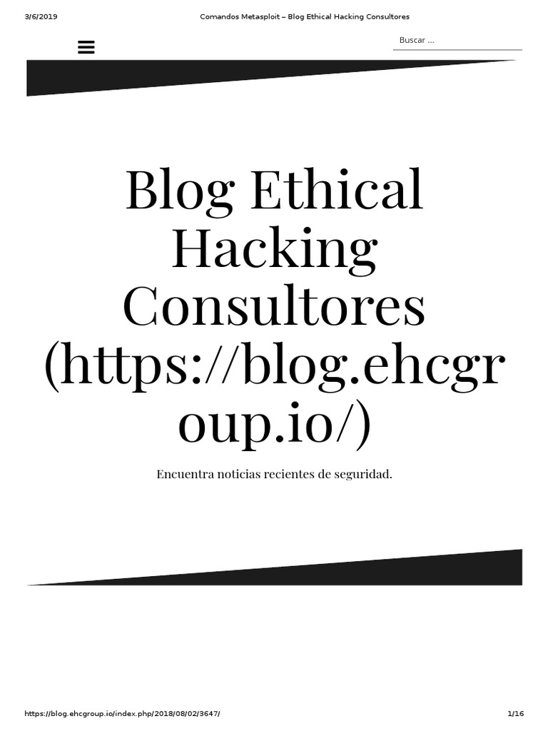 Comandos Metasploit - Blog Ethical Hacking Consultores | PDF | Interfaz ...