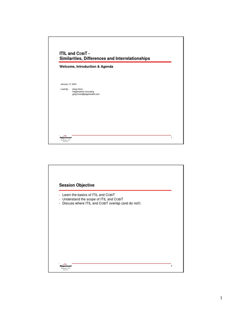 Itil And Cobit Understanding The Relationship Between The Two Frameworks Pdf Itil It