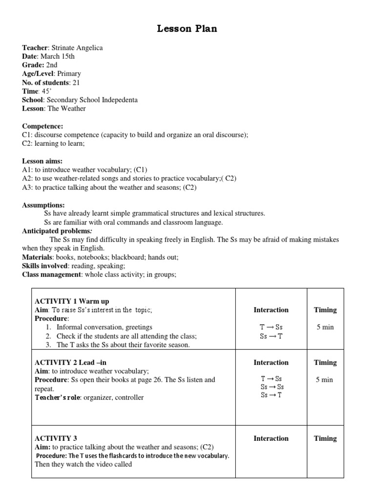Lesson Plan 2nd Grade | PDF | Lesson Plan | Vocabulary