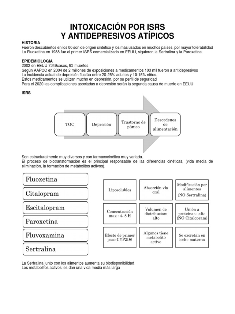 Intoxicación Por Antidepresivos Isrs y Atípicos | PDF | Inhibidor ...